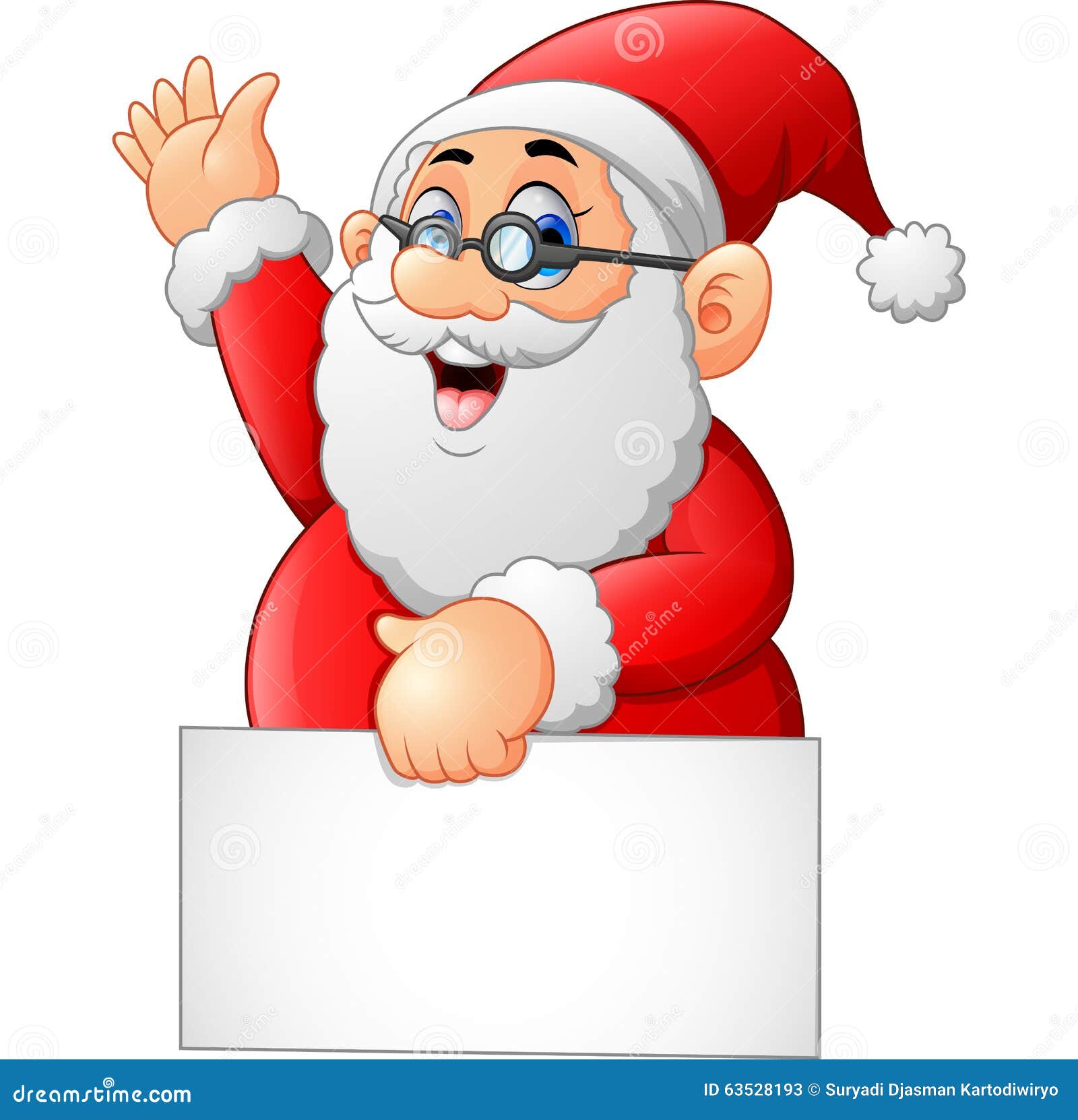 Santa Waving and Holding Blank Sign Stock Vector - Illustration of ...