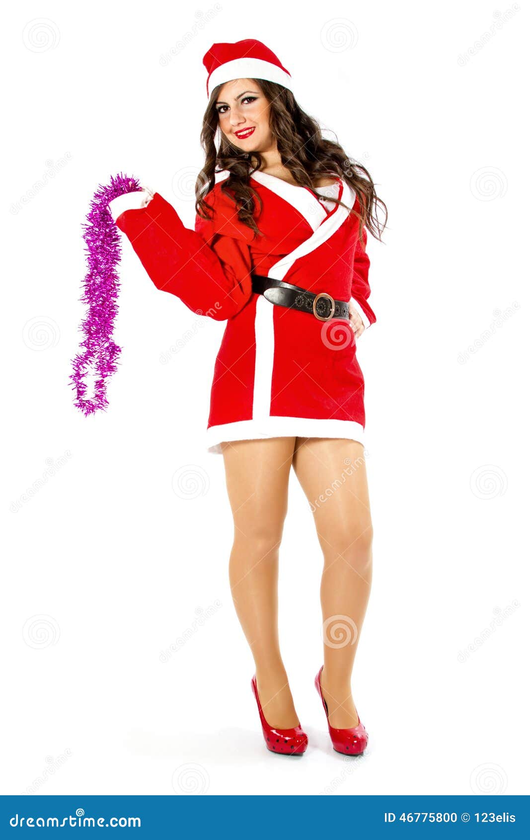 Santa Woman stock photo. Image of people, brunette, posing - 46775800