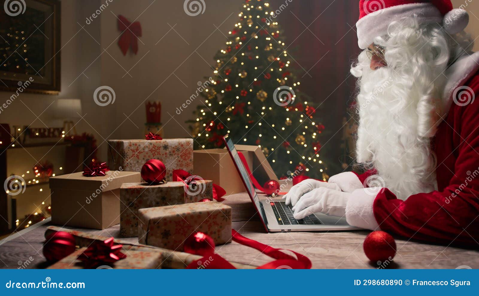 Santa Working at the Pc for Christmas Stock Footage - Video of ...