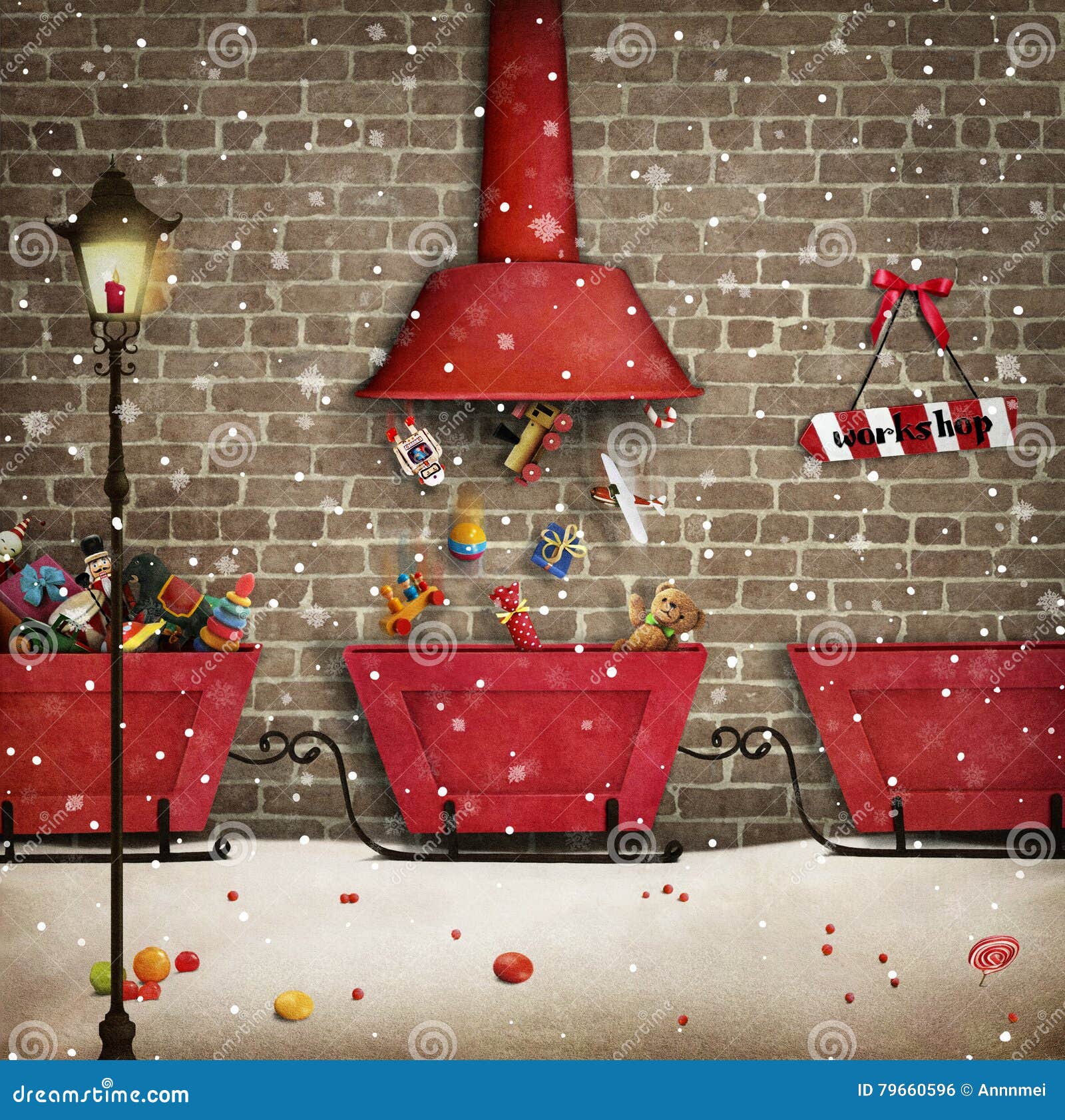 Santa Workshop illustration stock. Illustration du nativité - 79660596