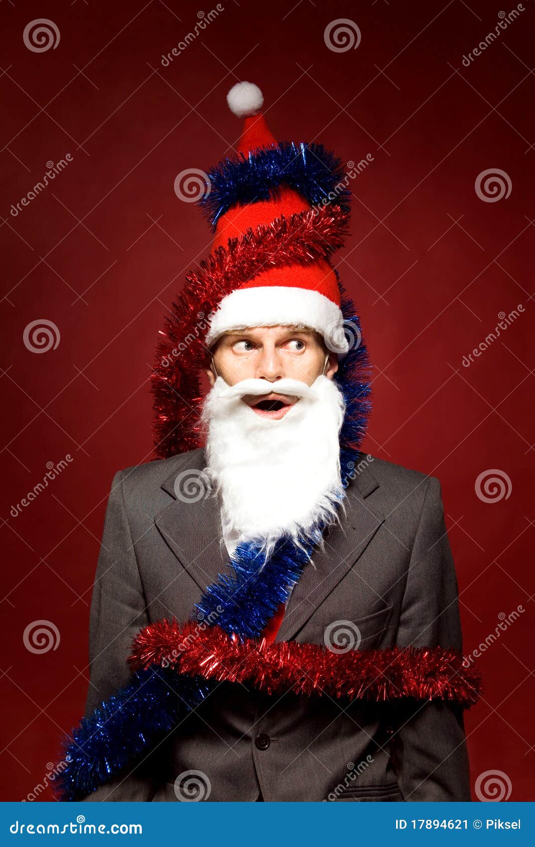 Santa Wrapped in Christmas Chain Stock Image - Image of funny ...