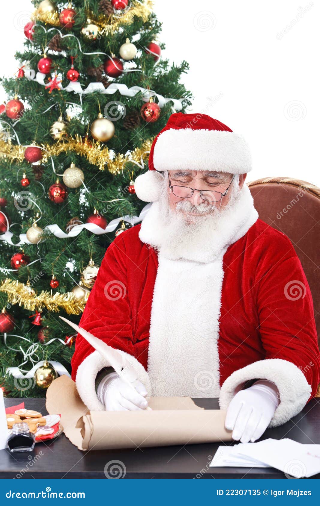 Santa writing list gifts stock image. Image of beard - 22307135
