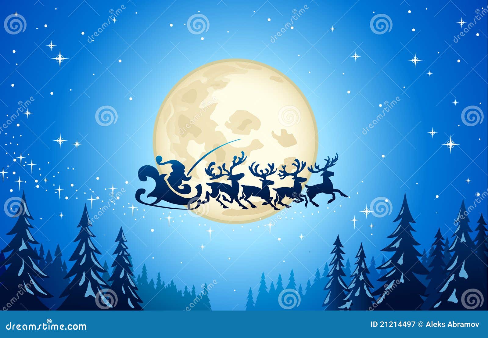 Santa y reno en cielo ilustración del vector. Ilustración de ...