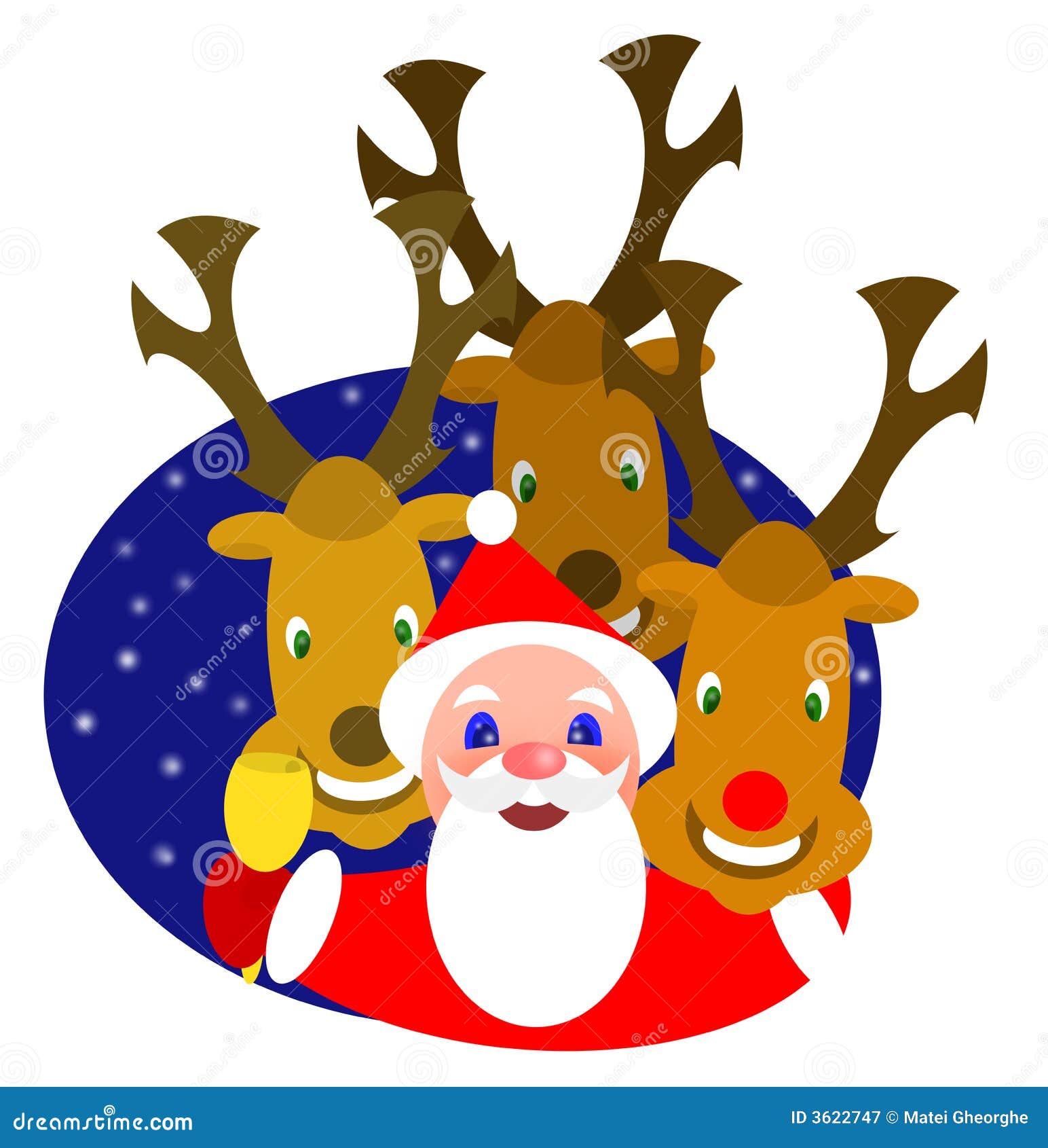 Santa y renos stock de ilustración. Ilustración de estrellas - 3622747