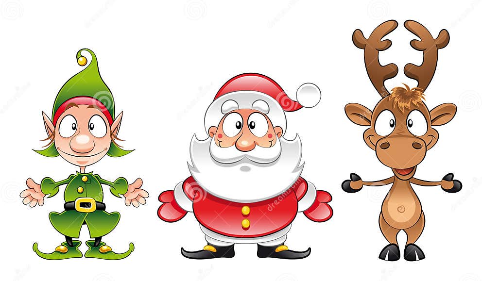 Santaclaus, Elf, Rudolph stock vector. Illustration of caribou - 7127644