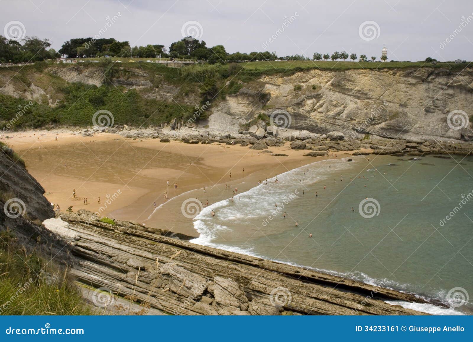 Santander Beach, Cantabrian Sea Stock Image - Image of beach, moss ...