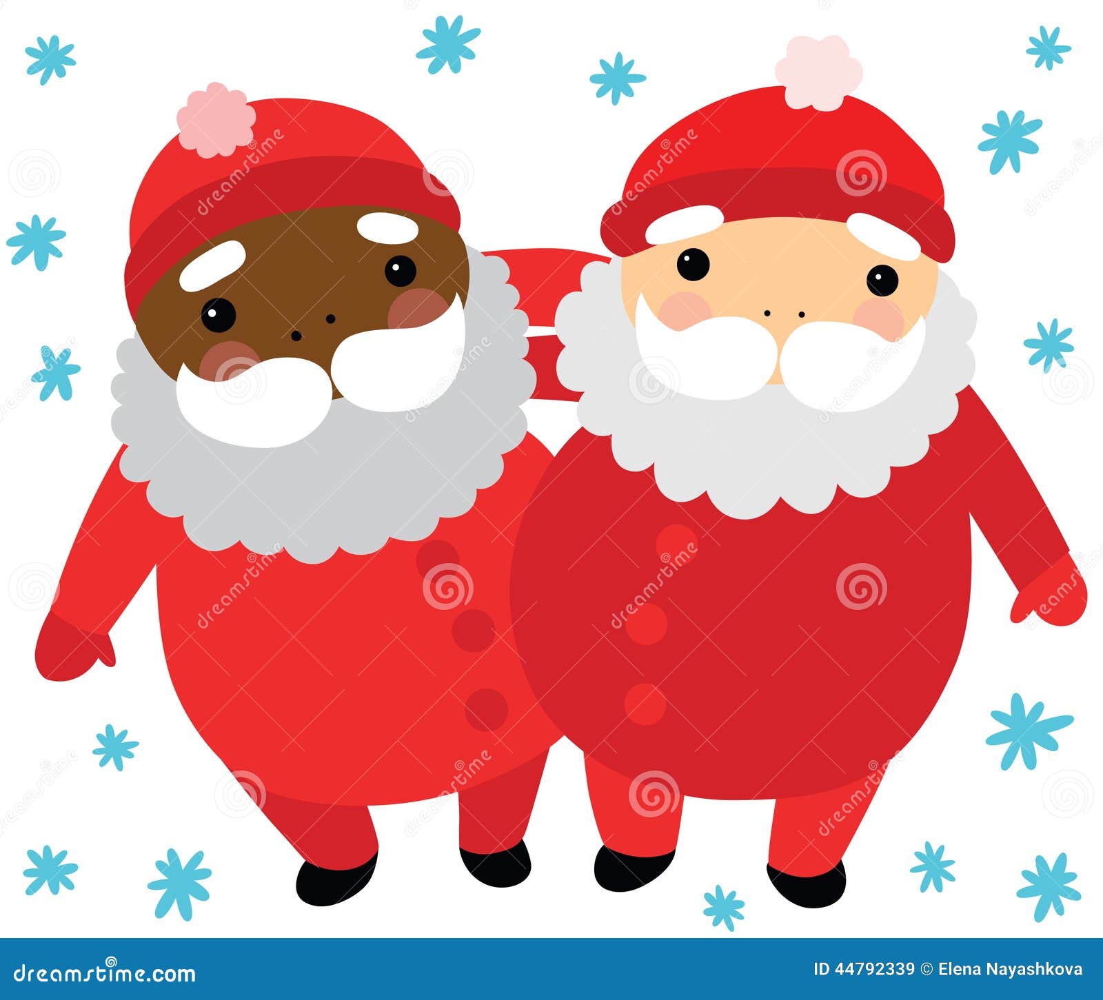 Santas of Different Ethnicity Stock Illustration - Illustration of ...