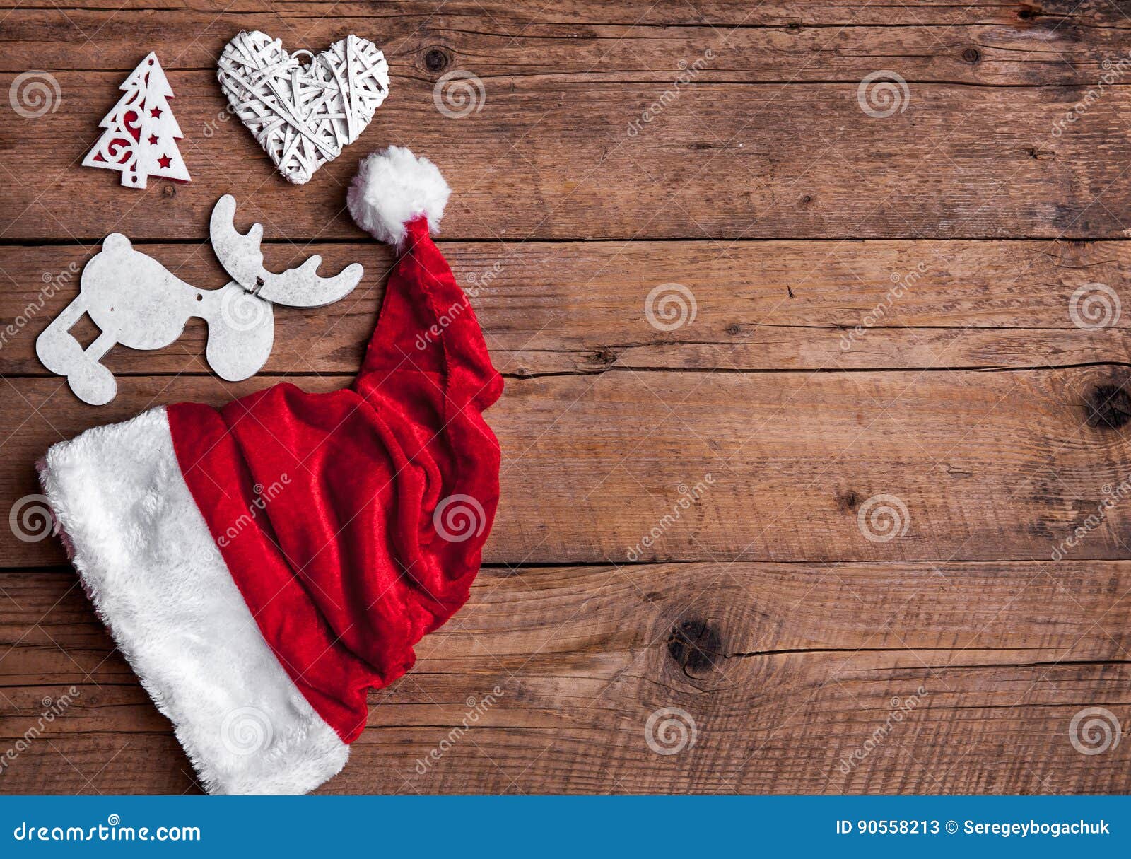 Santas Hat, Christmas Set, Gift and Christmas Tree. Celebration Stock ...