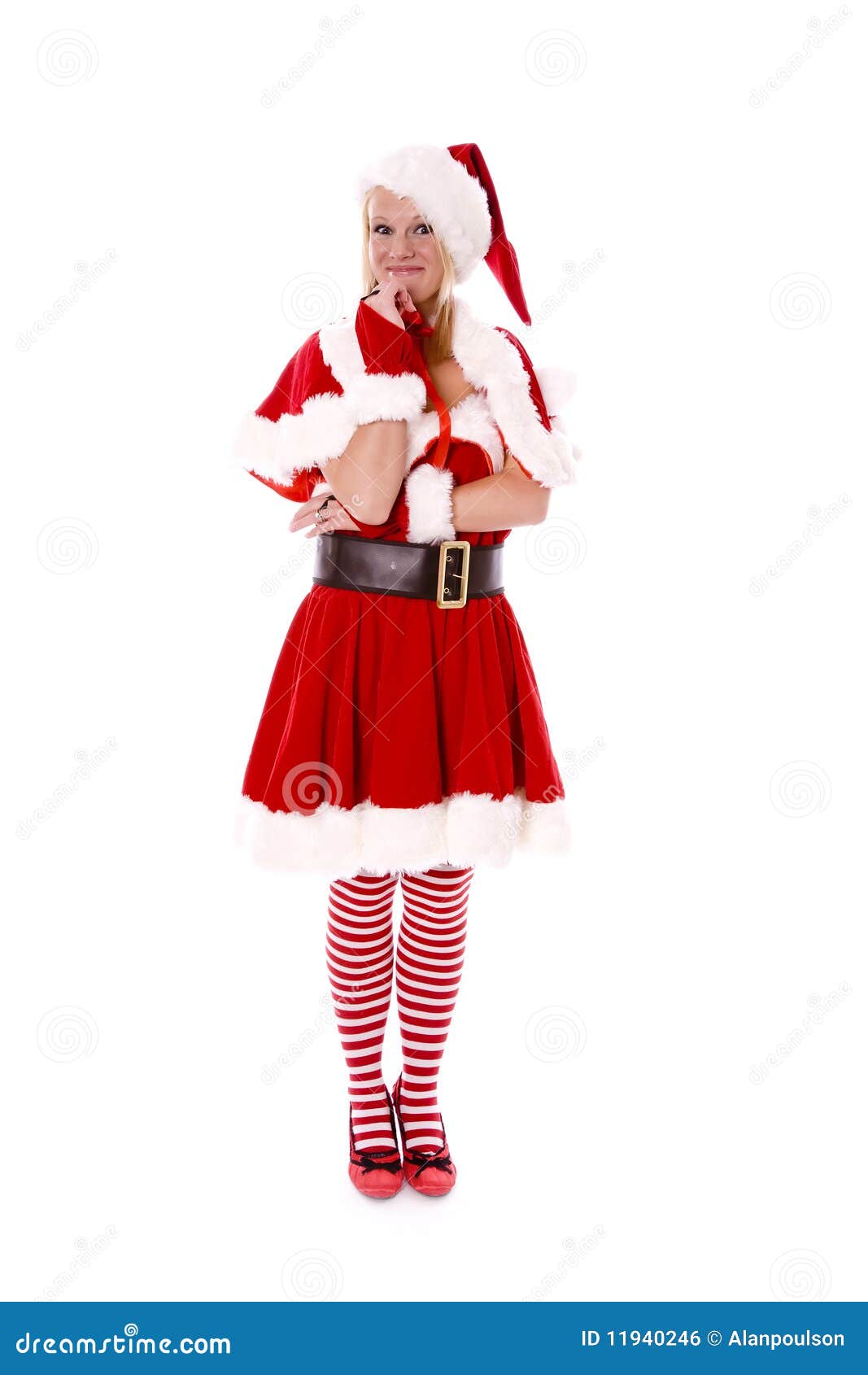 Santas Helper Happy Standing Stock Photo - Image of pretty, female ...