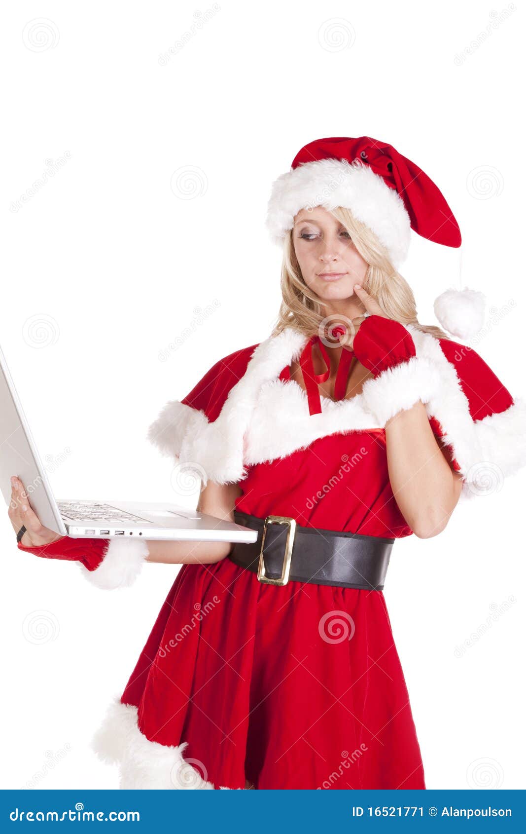 Santas helper laptop think stock image. Image of beauty - 16521771