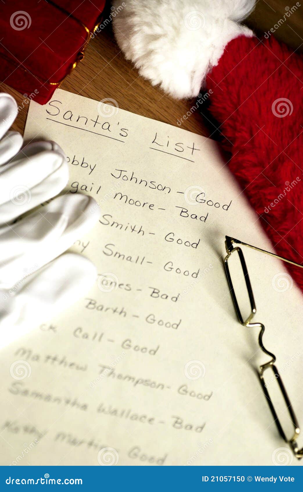 Santas list stock photo. Image of spectacles, tradition - 21057150