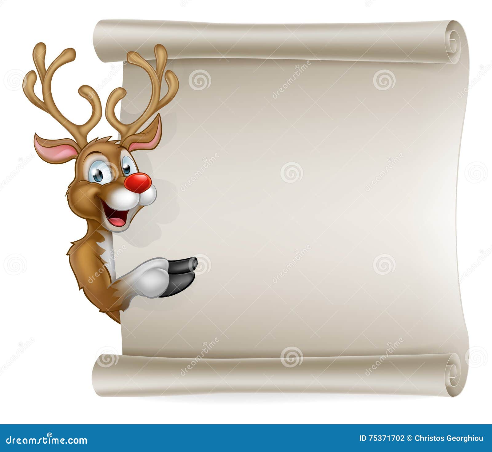 Santas Reindeer Cartoon Christmas Sign Stock Vector - Illustration of ...