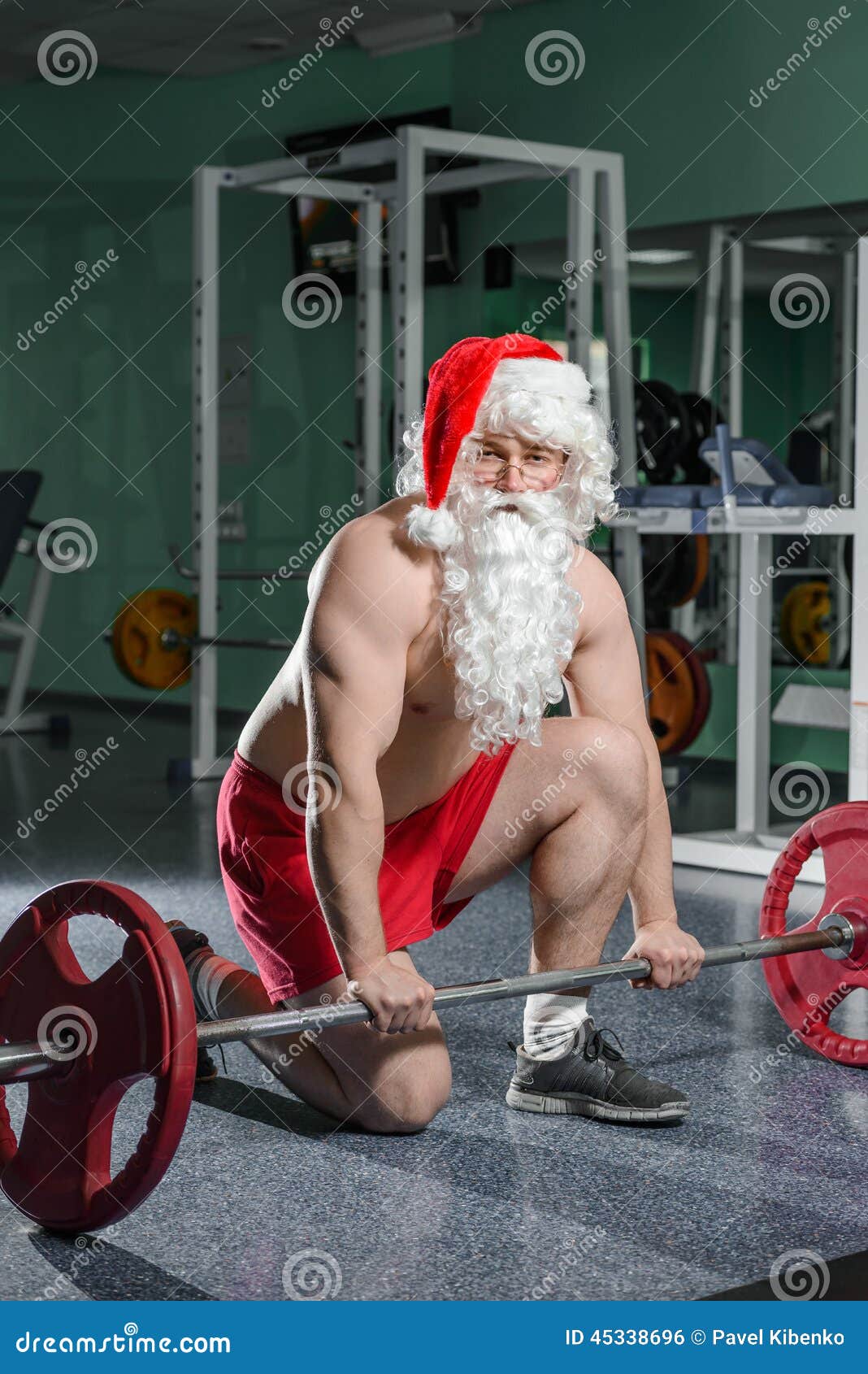 Santas training stock photo. Image of athletic, bodybuilding - 45338696