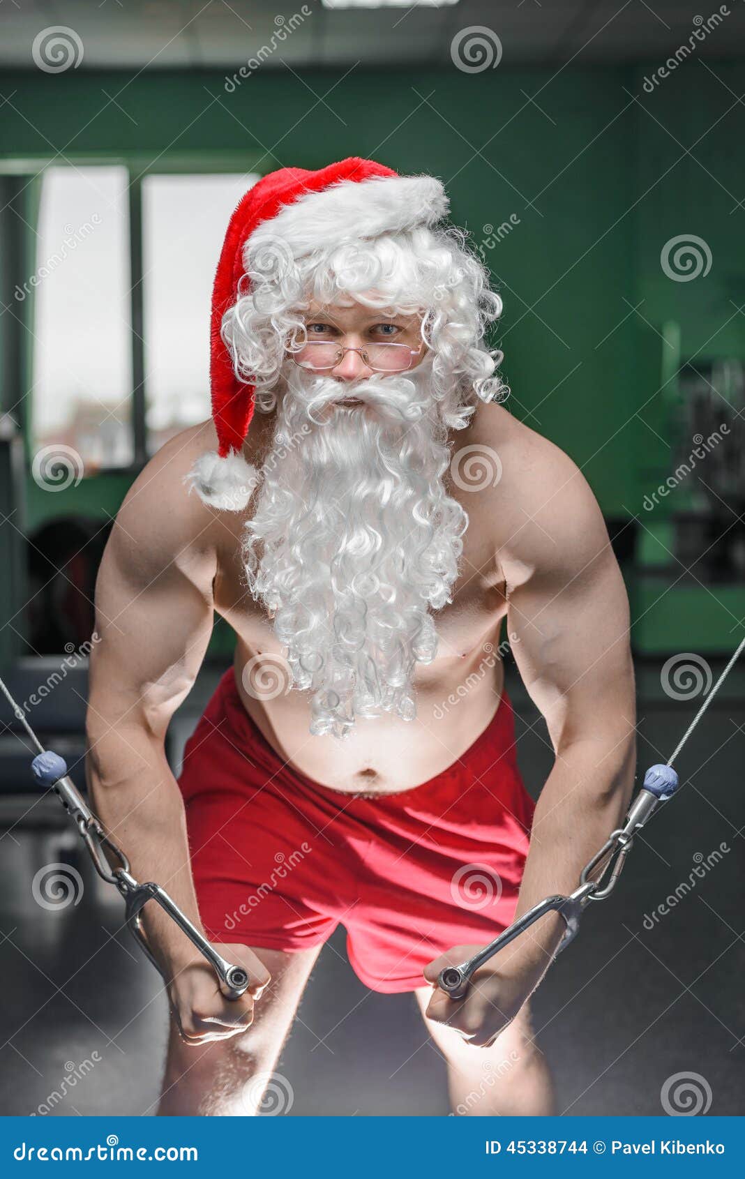 Santas training stock photo. Image of beard, bodybuilding - 45338744