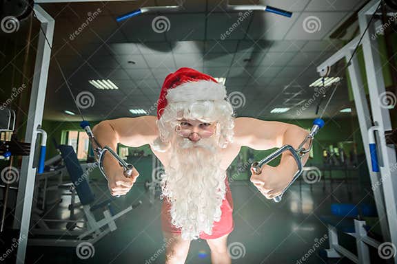 Santas training stock image. Image of workout, fitness - 45339499