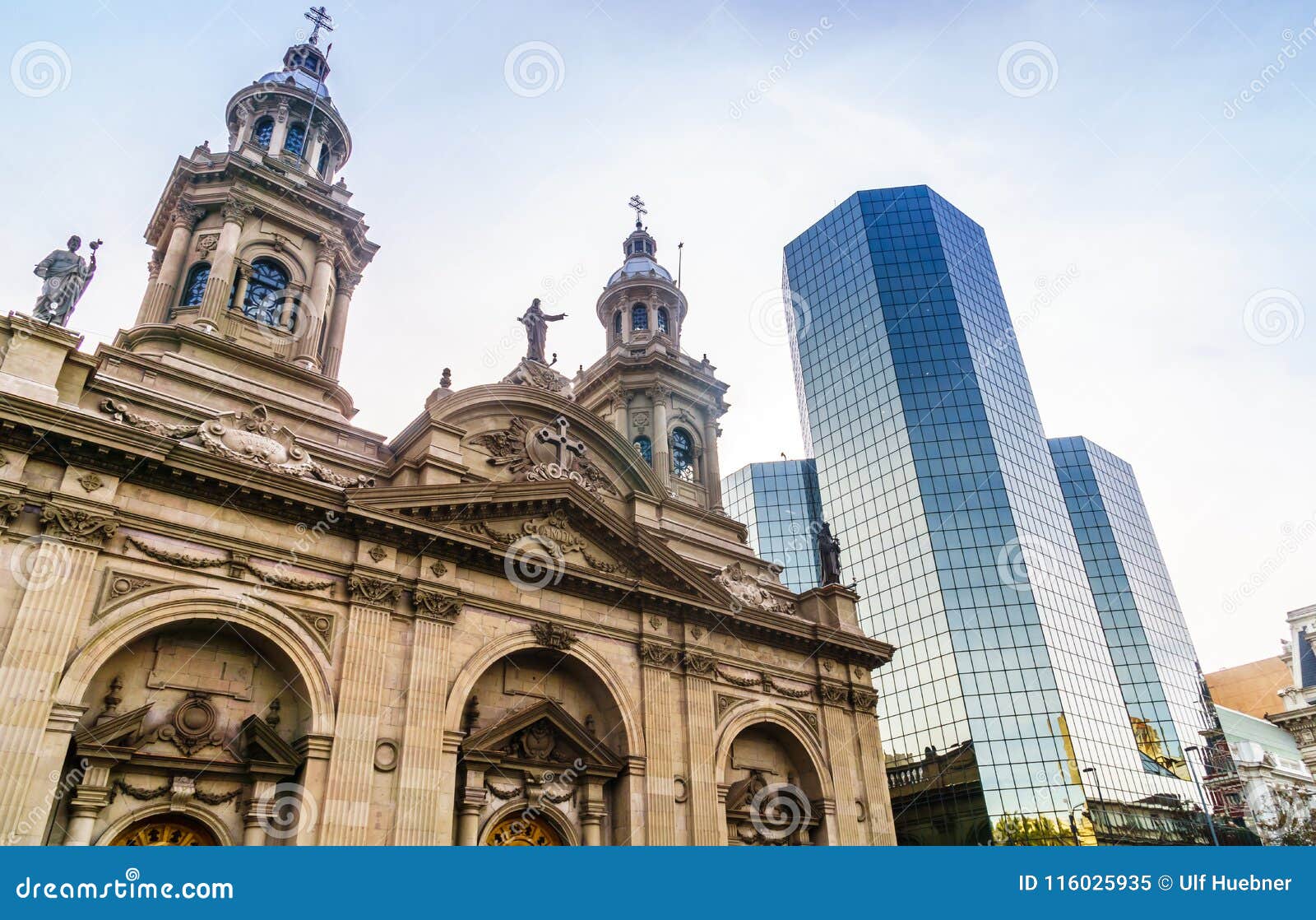 Santiago Cathedral at Plaza De Armas in Santiago De Chile Editorial ...