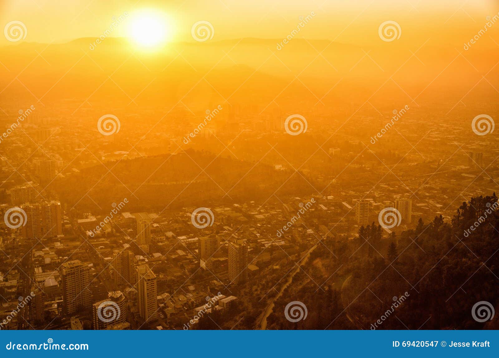 Santiago de Chile Sunset stock image. Image of chile - 69420547