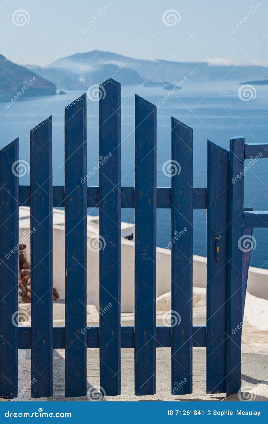 Santorini blue gate stock image. Image of background - 71261841
