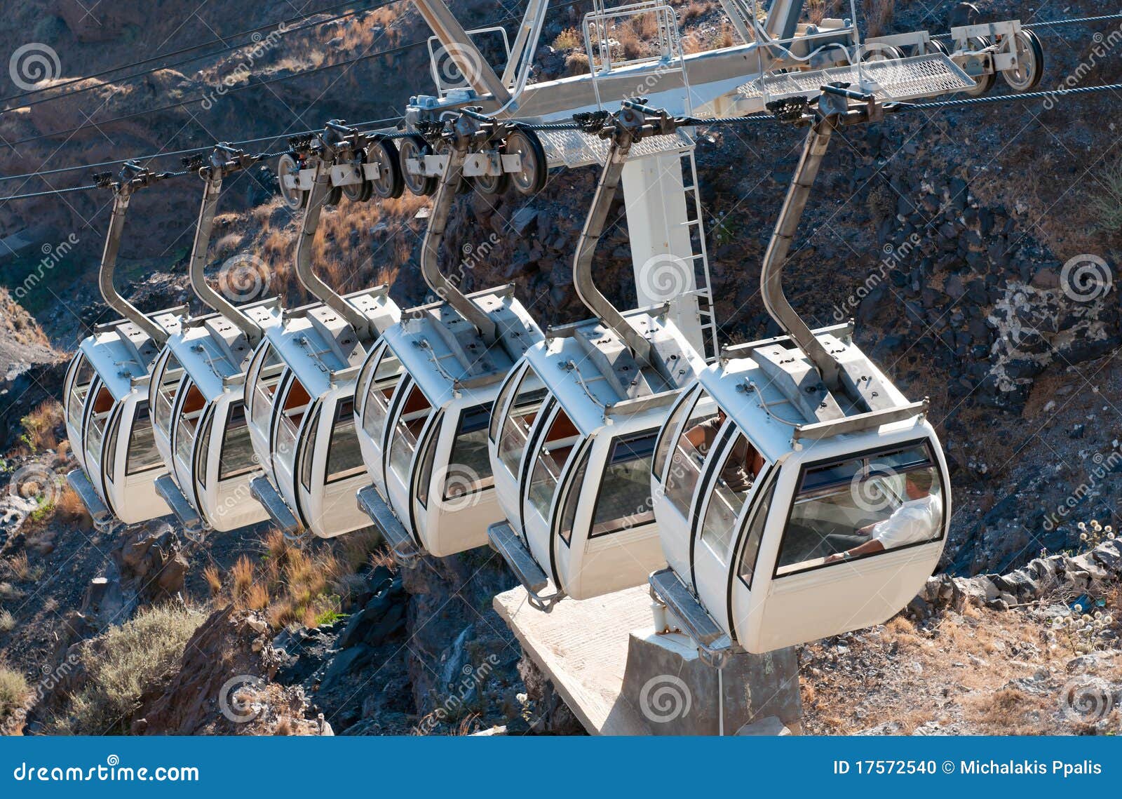 Santorini cable car stock photo. Image of cableway, traveling - 17572540