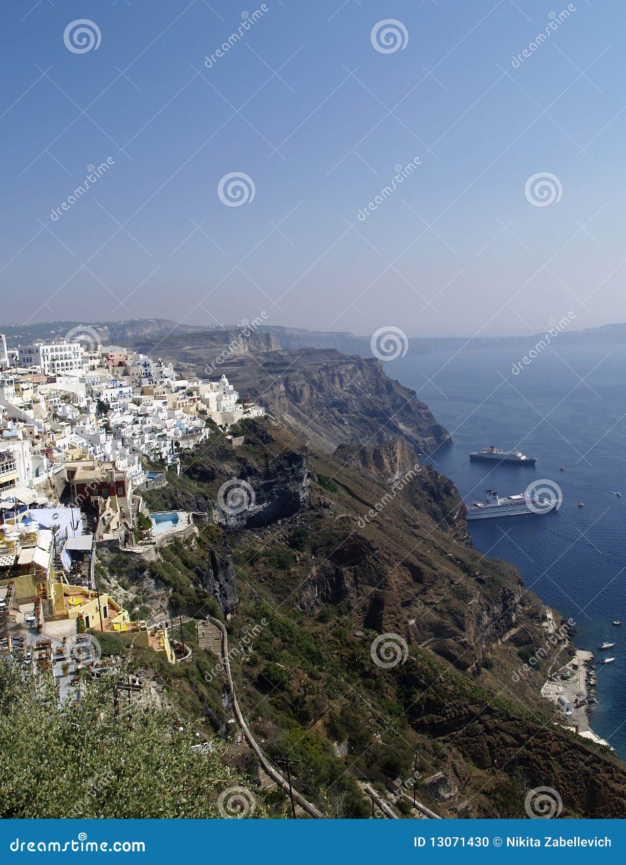 Santorini - caldera view stock photo. Image of ship, capital - 13071430