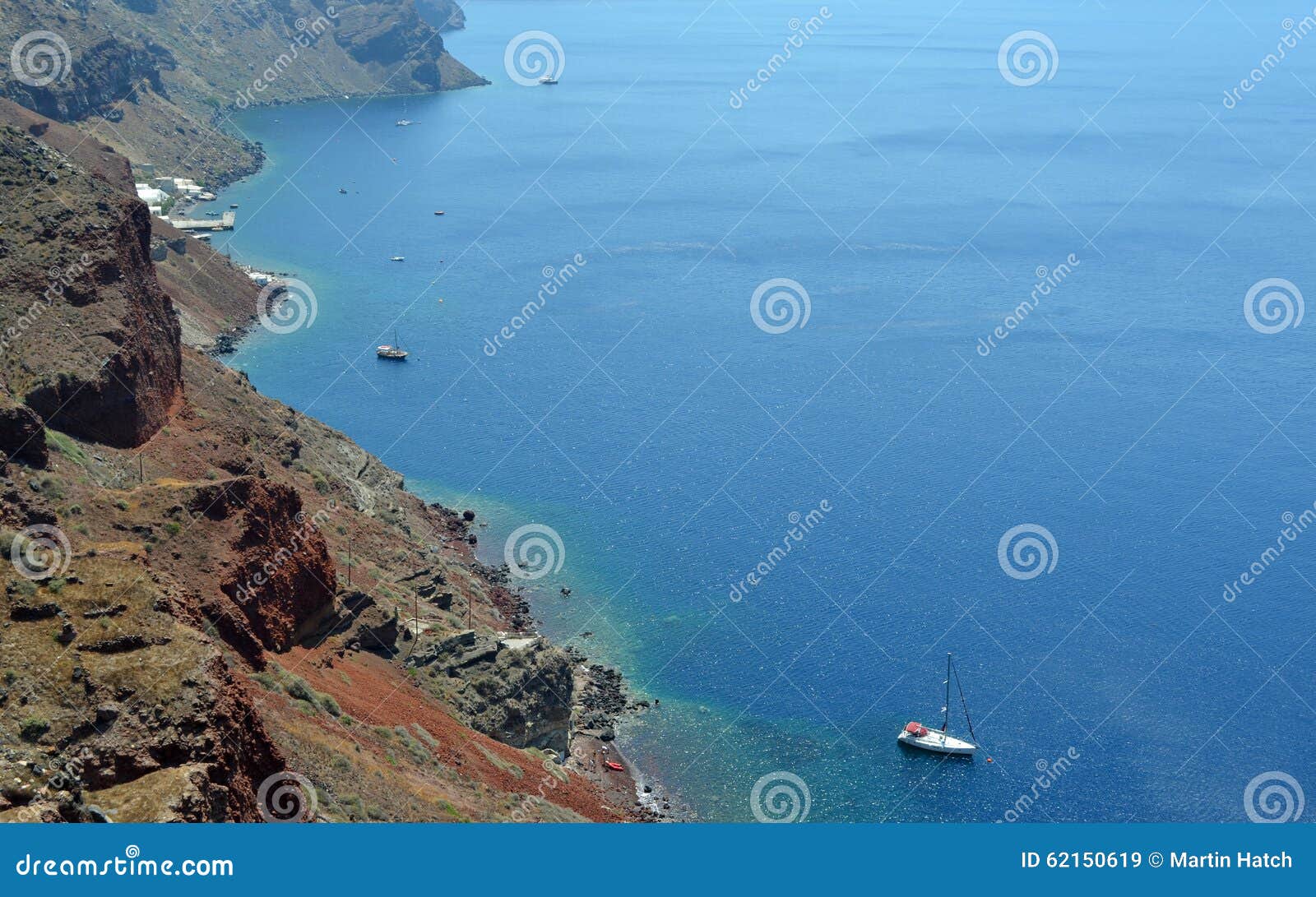 Santorini Caldera and Volcanic Rim Stock Image - Image of panorama ...