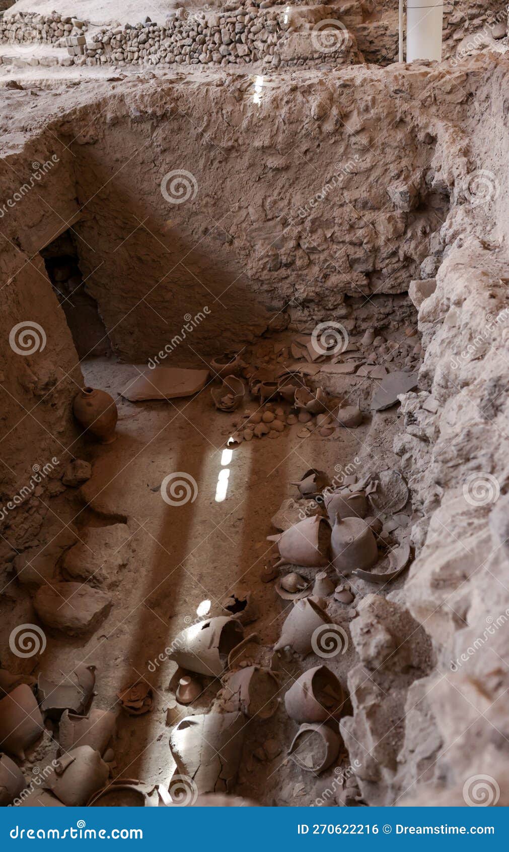 Recovered Ancient Pottery In Prehistoric Town Of Akrotiri Editorial