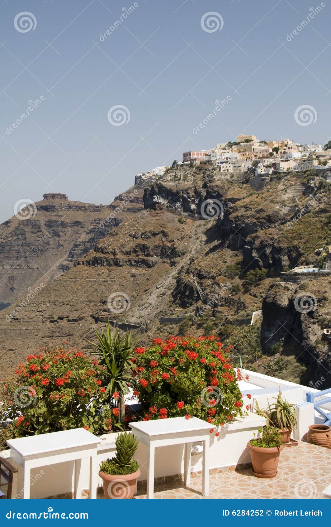 Santorini Greece View of Town Caldera Stock Photo - Image of ...