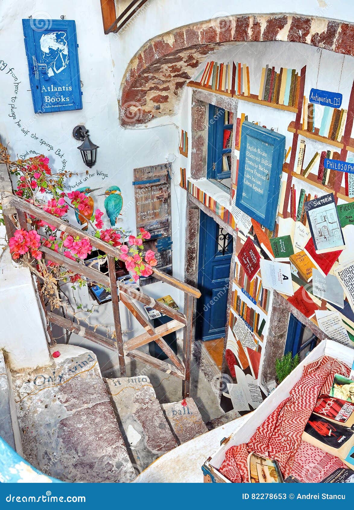 Santorini Library stock image. Image of greek, holiday - 82278653
