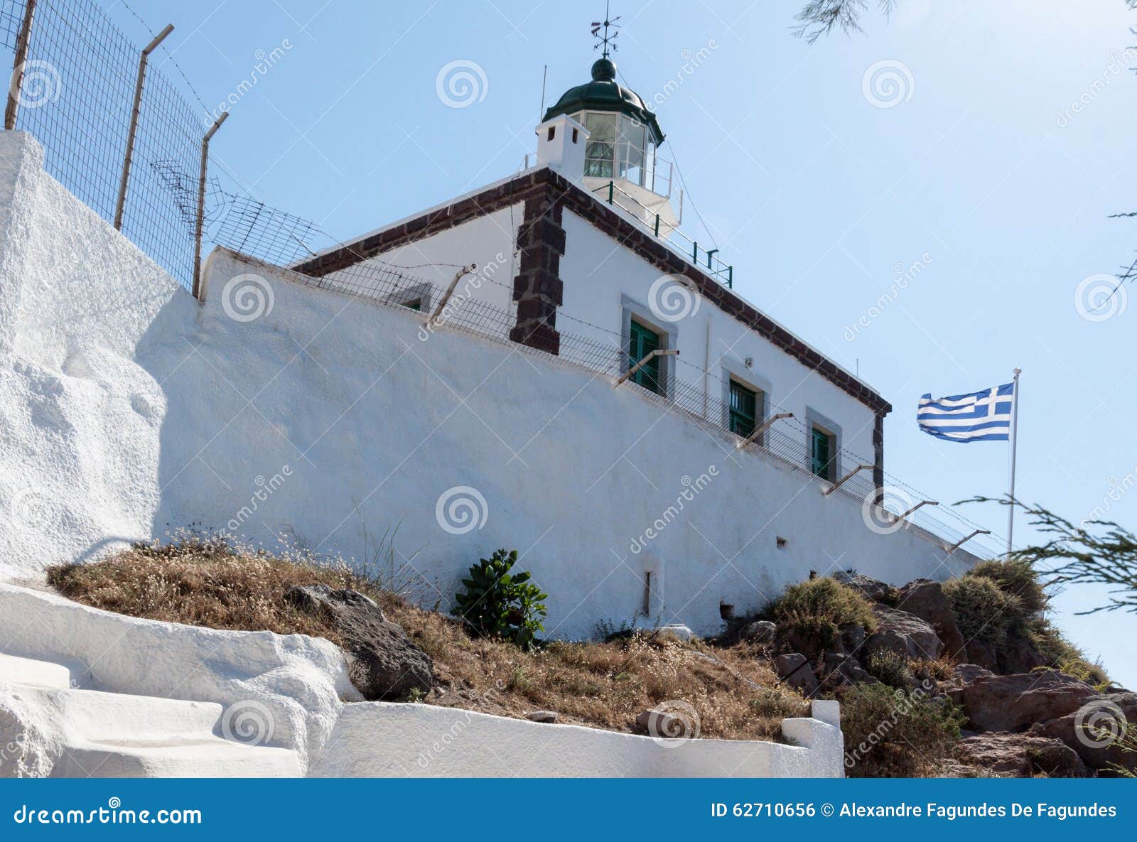 Santorini Lighthouse Greece Stock Photo - Image of building, greece ...