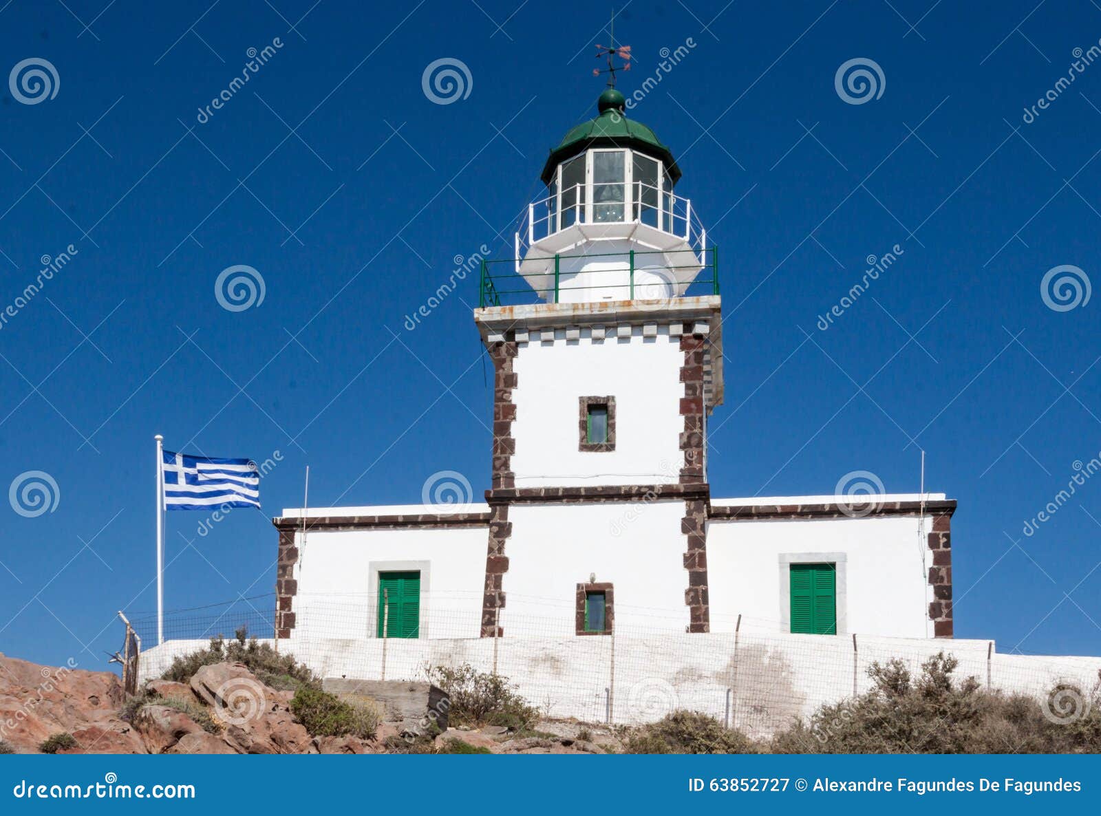 Santorini Lighthouse Greece Editorial Photography - Image of greek ...