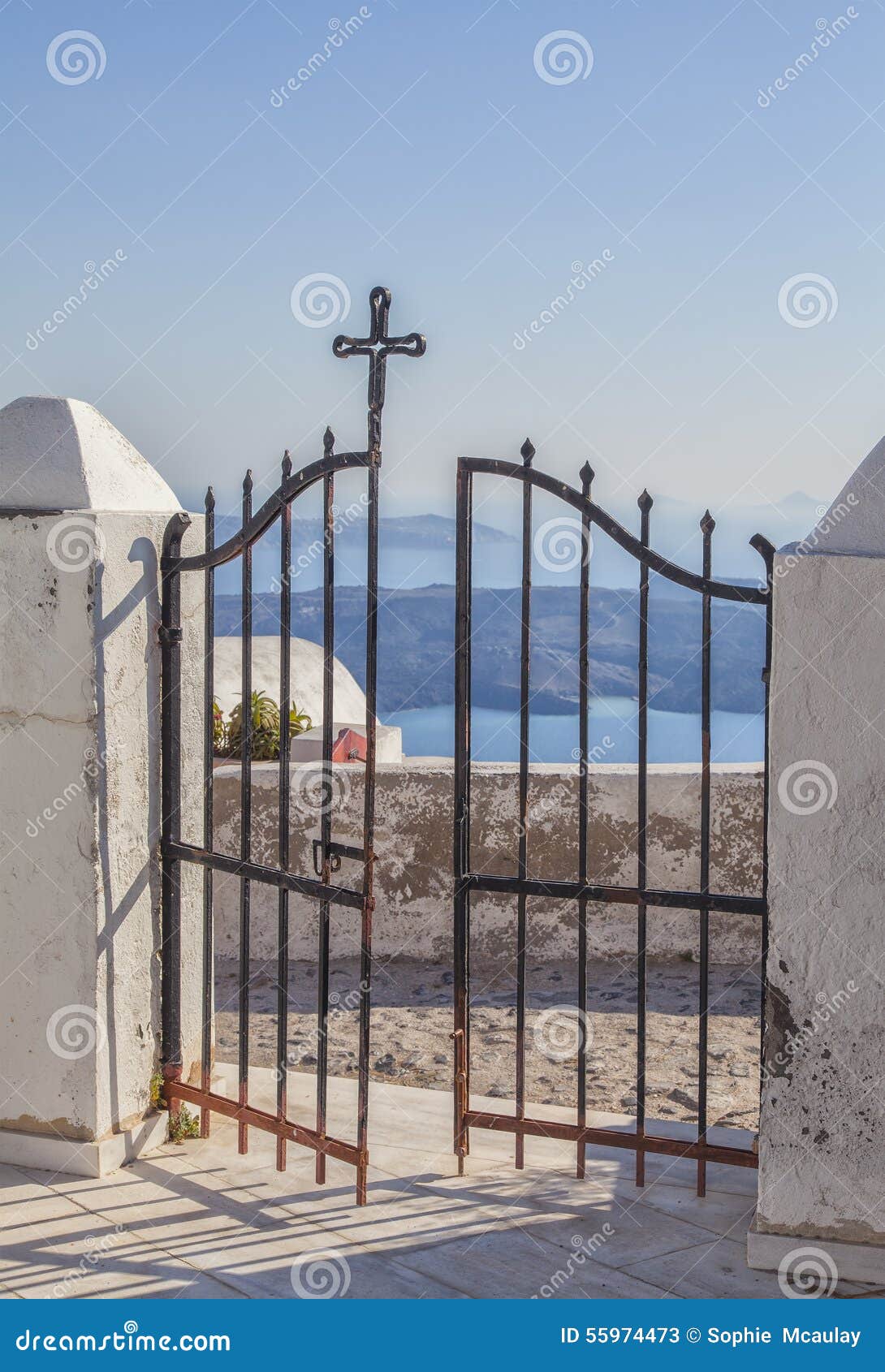 Santorini metal gate stock image. Image of beauty, gate - 55974473