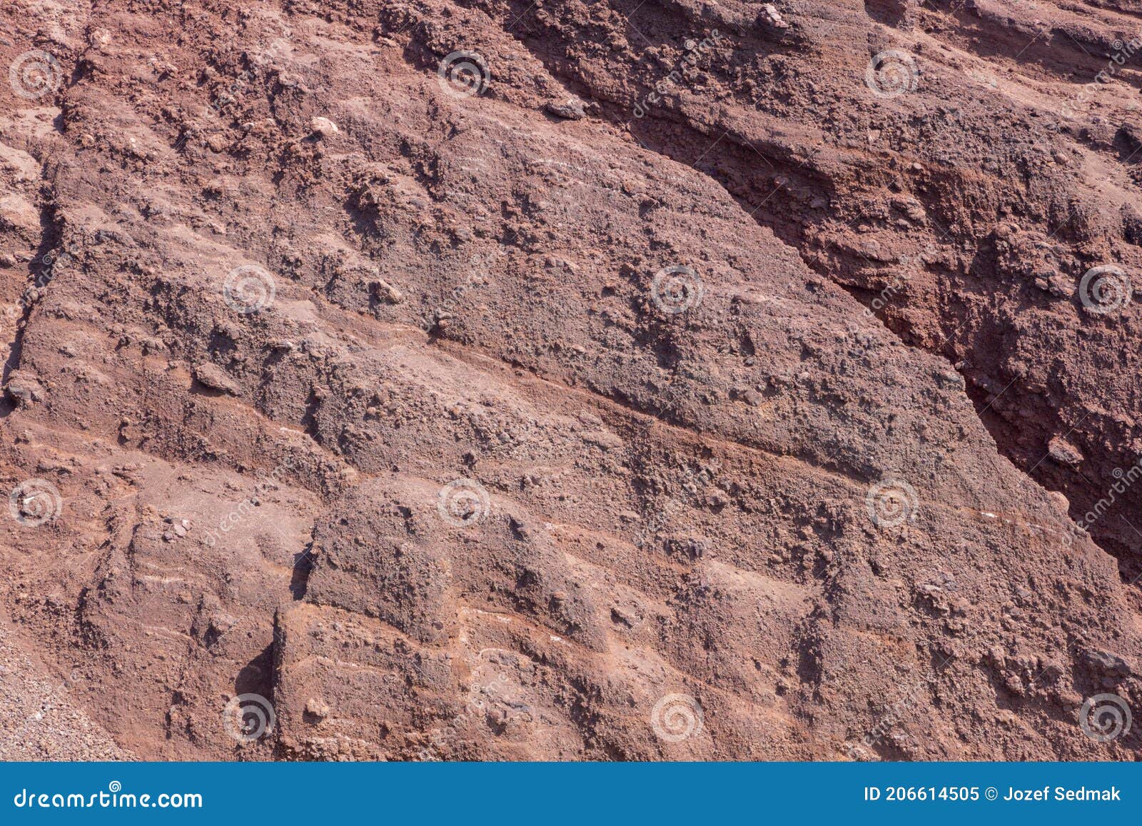 Santorini - Red Pumice Layers Stock Image - Image of blue, cliff: 206614505