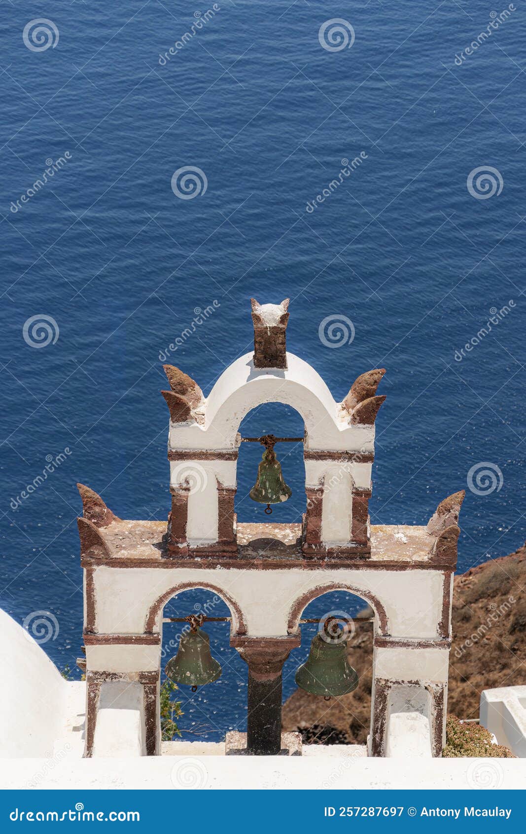 Santorini Stone Bell Tower stock image. Image of greece - 257287697