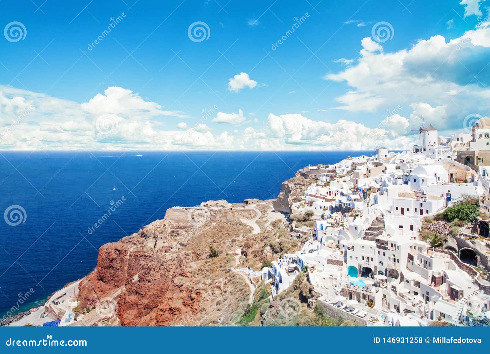 Santorini Town and Caldera. Beautiful Greece Landscape Stock Photo ...