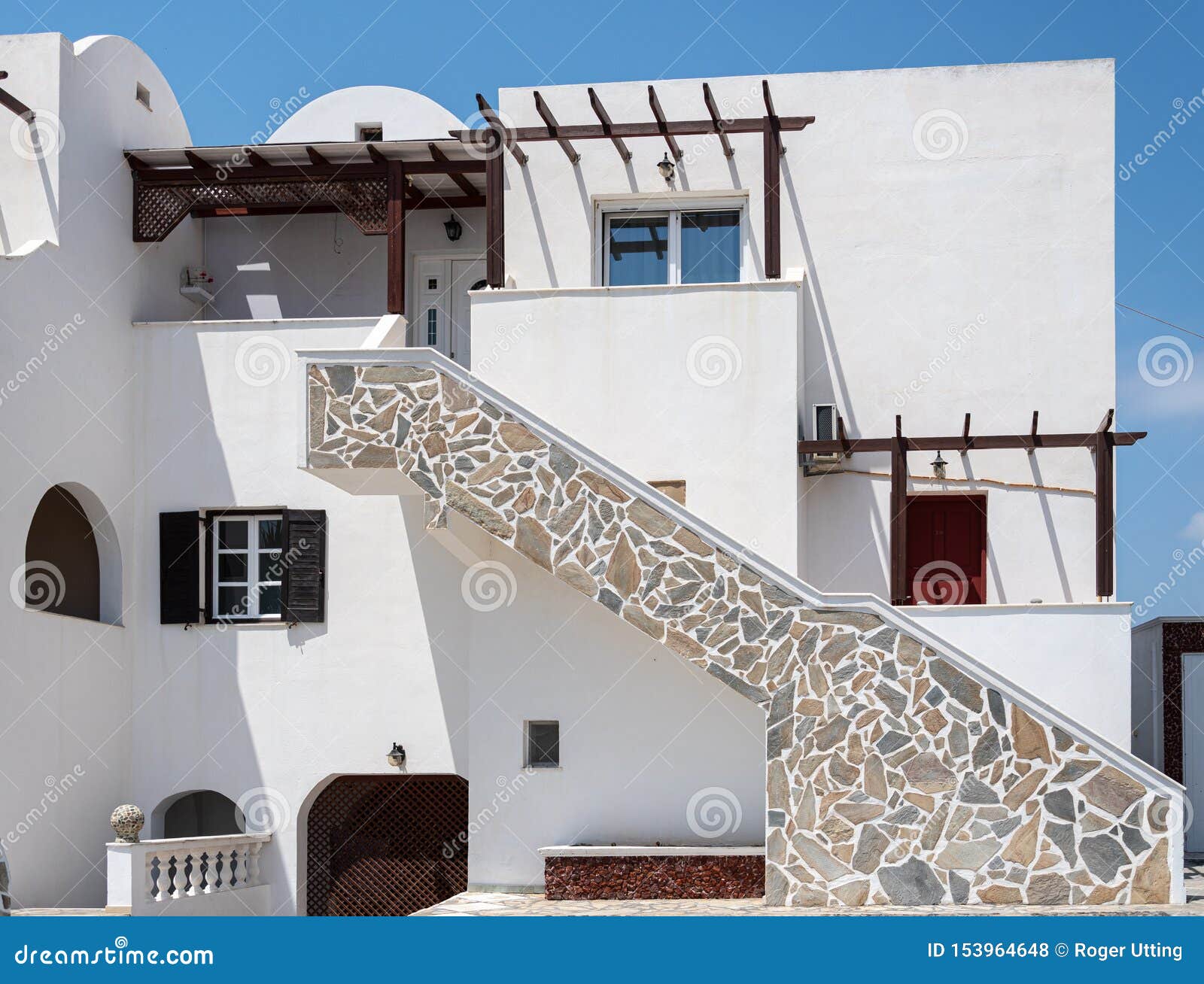 Santorini white home stock photo. Image of curved, greece - 153964648