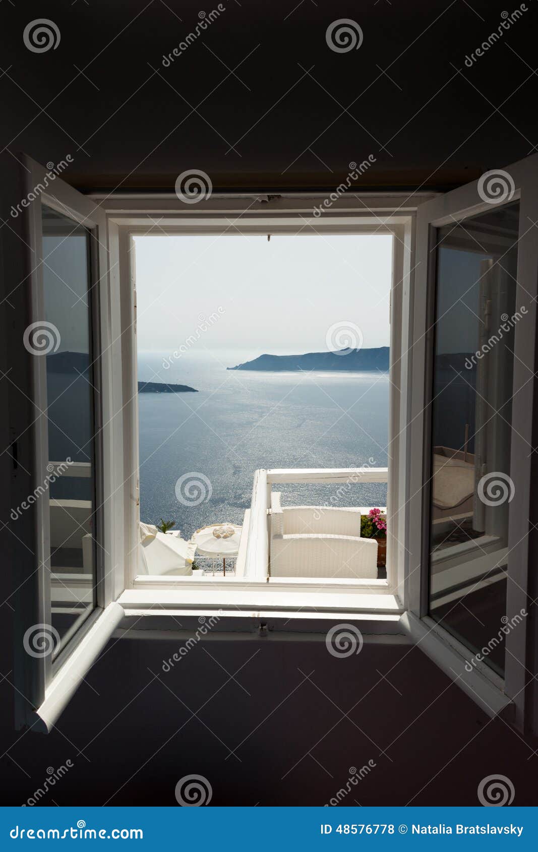 Santorini window stock photo. Image of fira, firostefani - 48576778