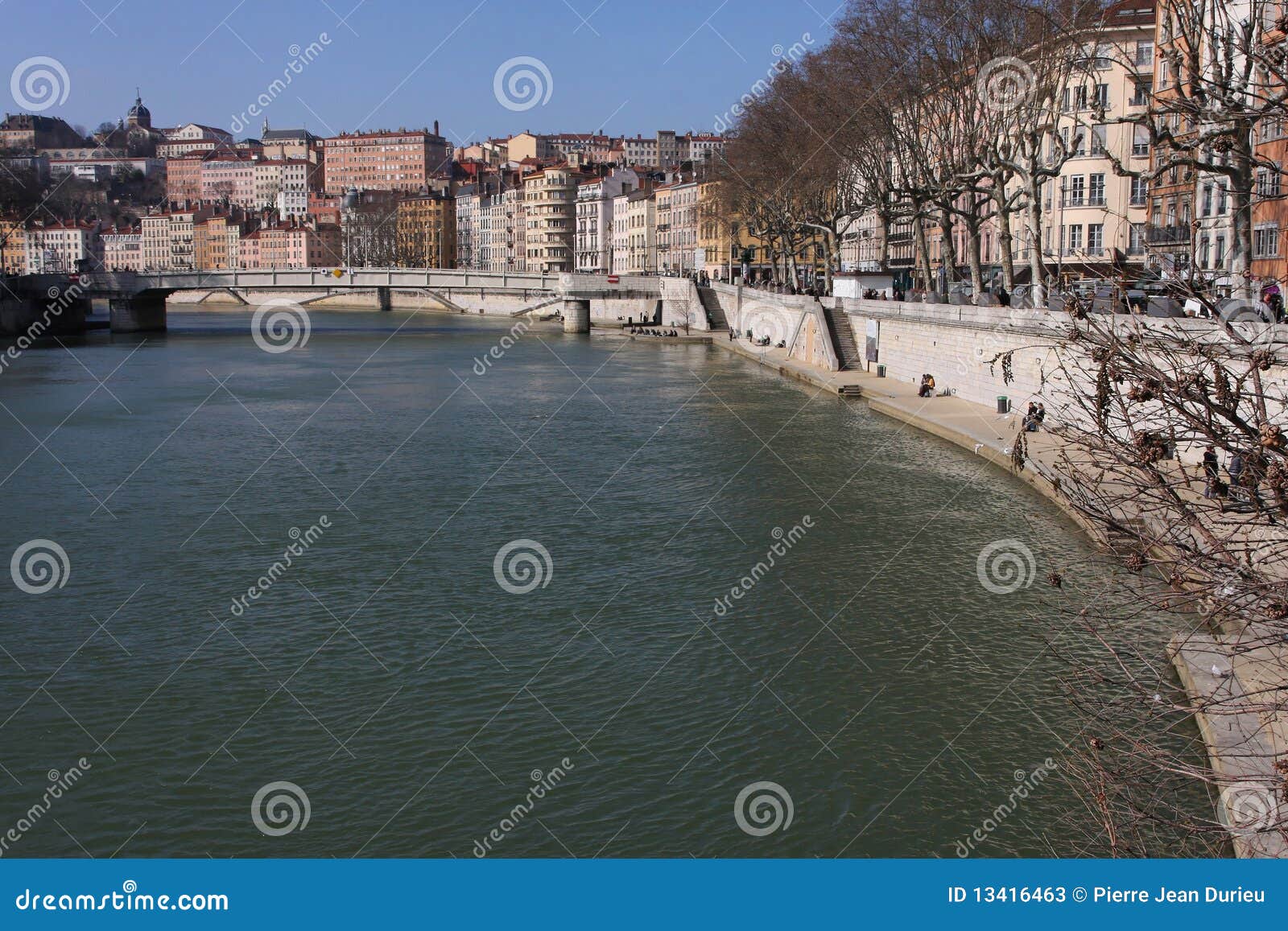 Saone River in Lyon stock image. Image of bridge, lyon - 13416463