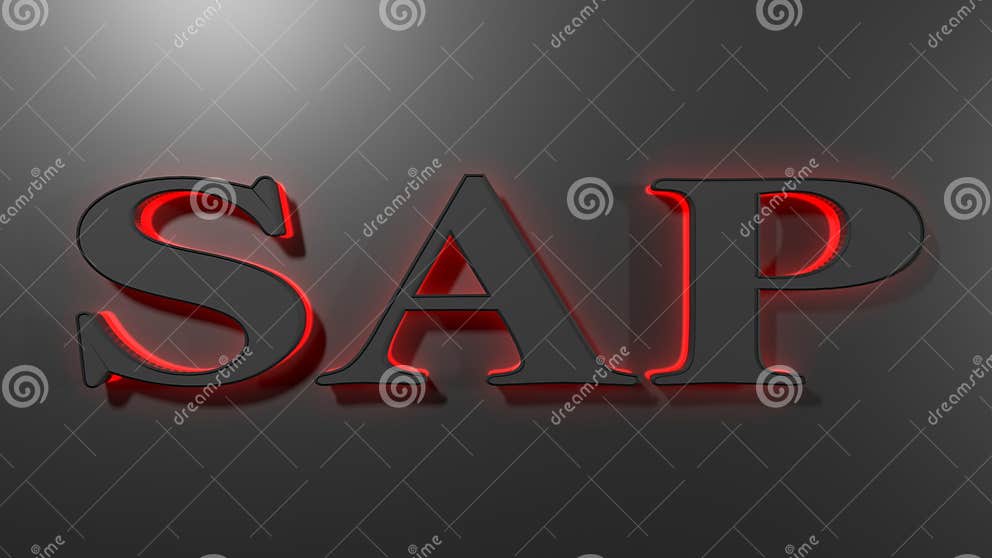 SAP Black Write with Red Backlight, on Black Surface - 3D Rendering ...