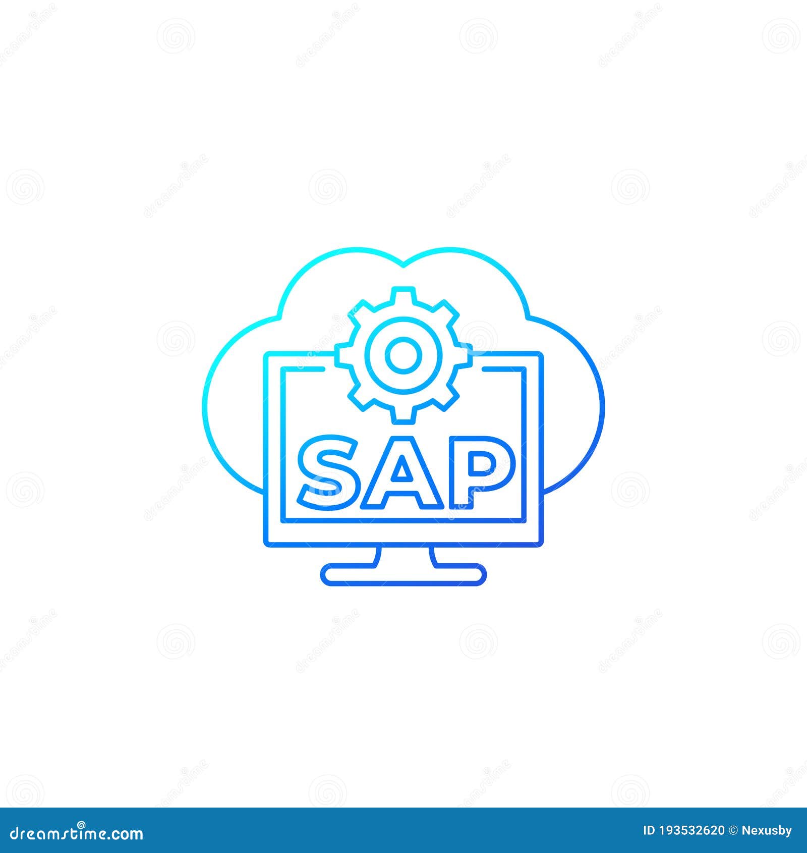 SAP, Business Cloud Software Vector Line Icon Stock Vector ...