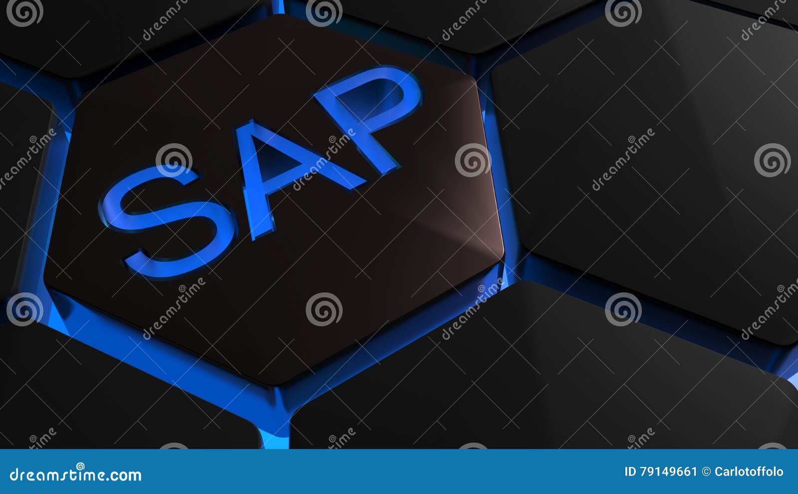 SAP on Hexagons in Blue Backlight Stock Illustration - Illustration of ...