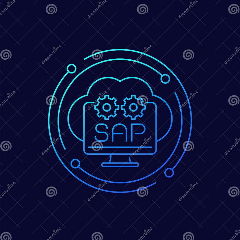 SAP Icon with a Cloud, Linear Design Stock Vector - Illustration of ...