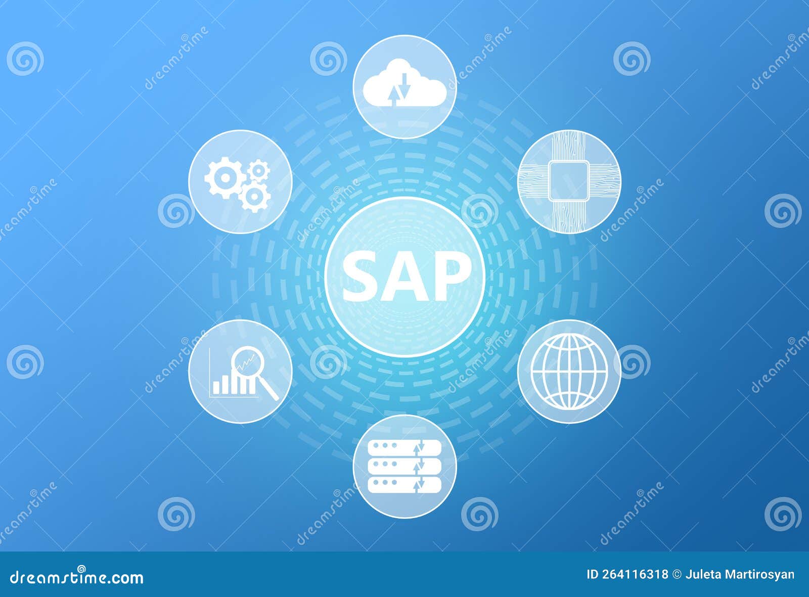 SAP and Icons on the Screen Stock Illustration - Illustration of ...