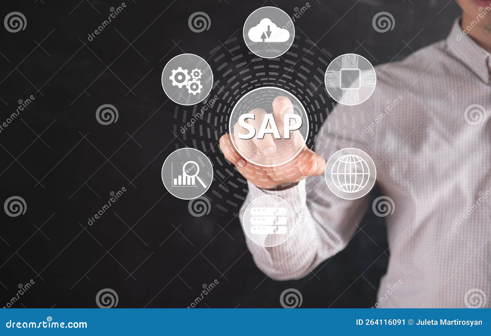 SAP and Icons on the Screen Stock Image - Image of management ...