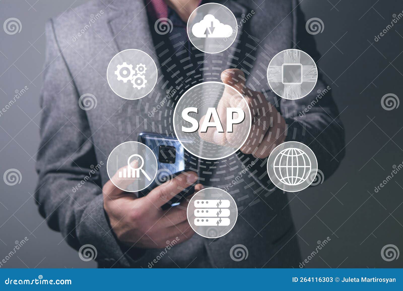 SAP and Icons on the Screen Stock Image - Image of analysis, system ...