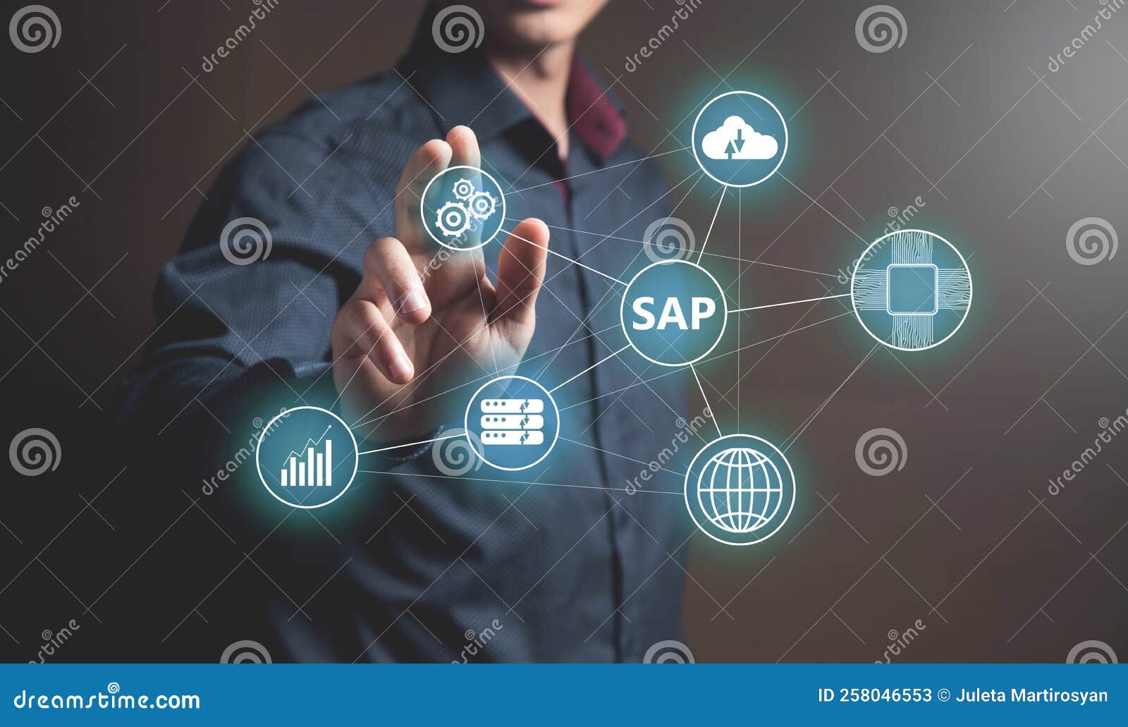 SAP and Icons on a Virtual Screen Stock Image - Image of computer ...