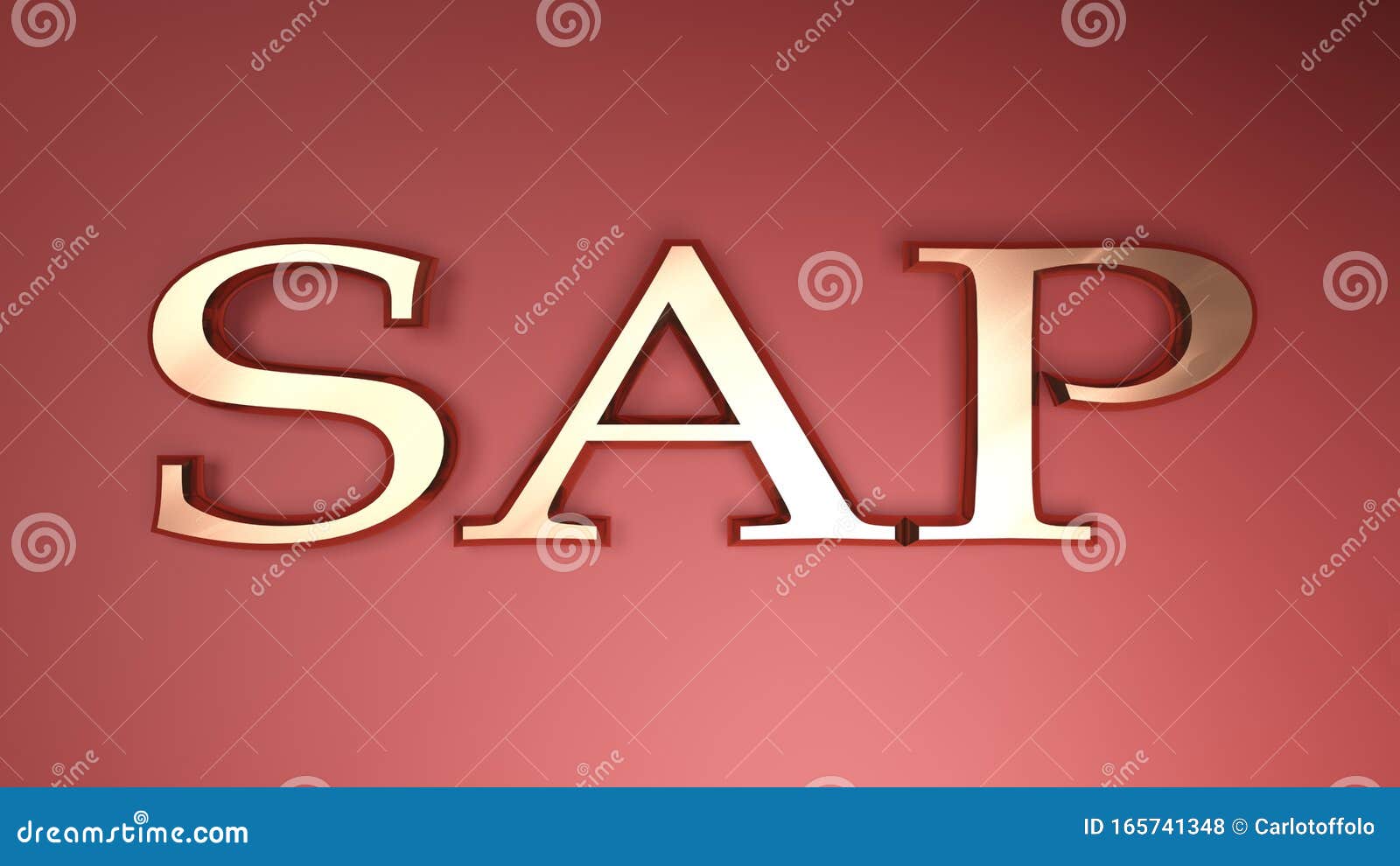 SAP Metal Copper Write on Red Glossy Background - 3D Rendering ...
