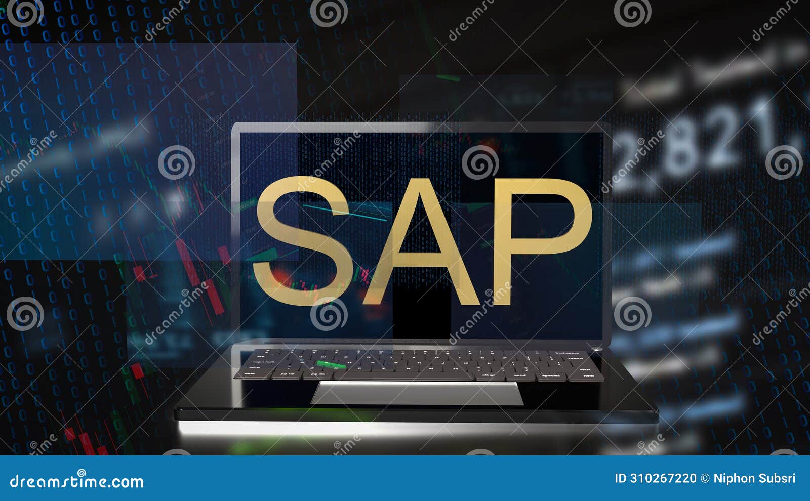 The Sap on Notebook for Technology Concept 3d Rendering Stock ...