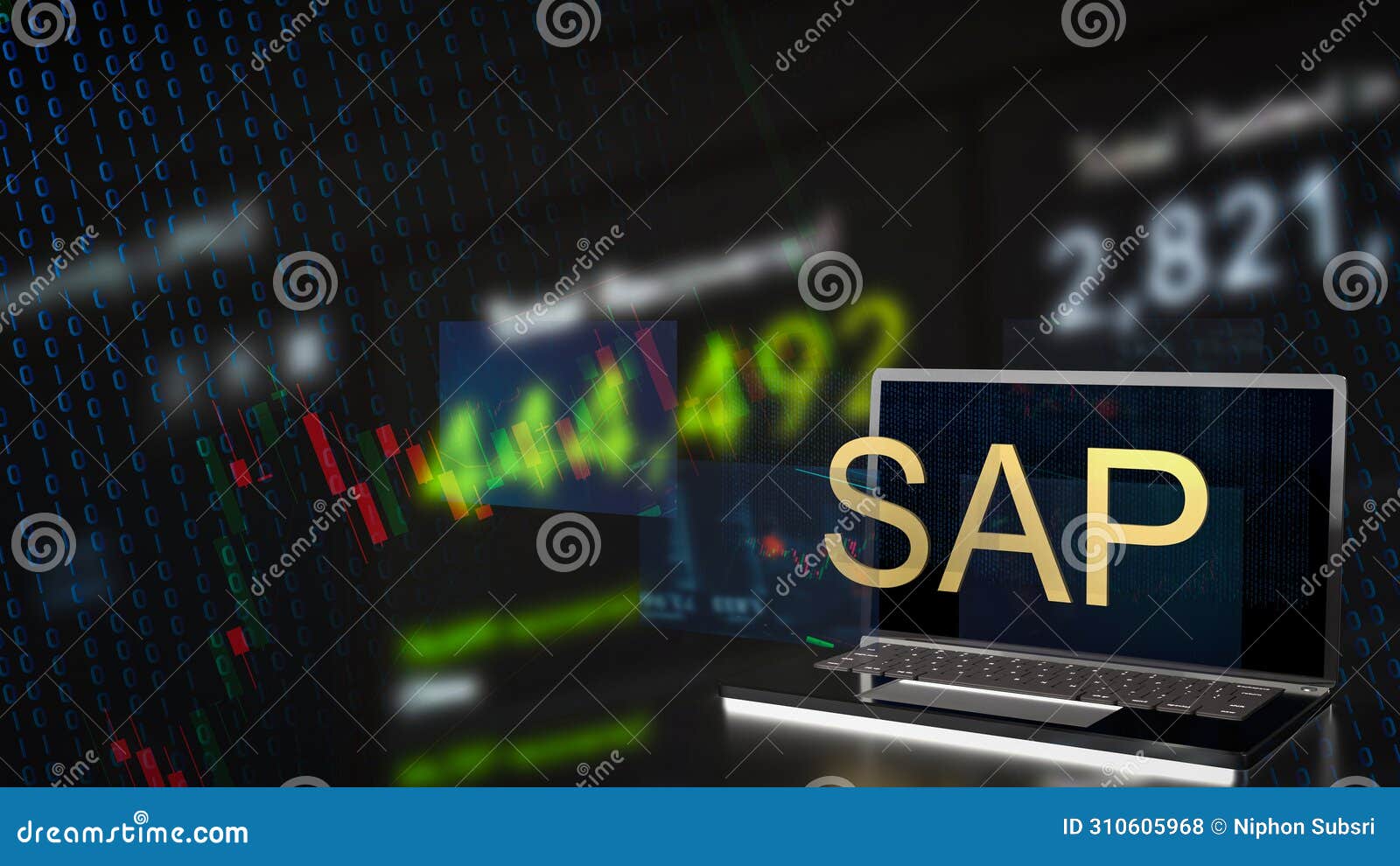 The Sap on Notebook for Technology Concept 3d Rendering Stock ...