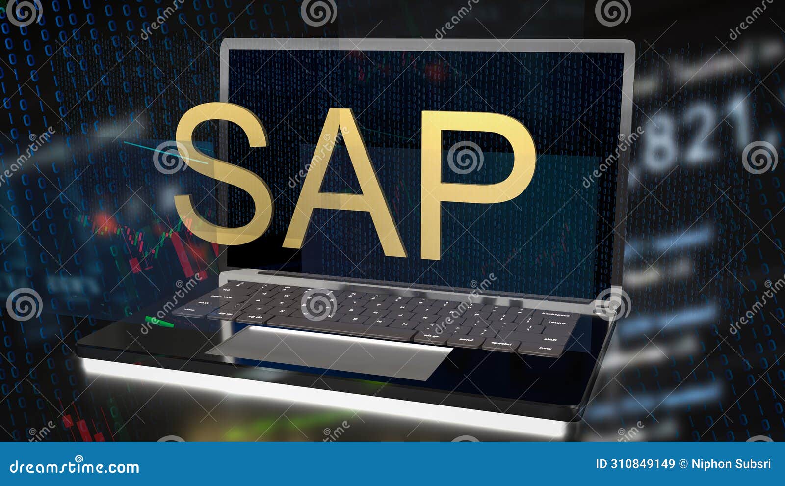 The Sap on Notebook for Technology Concept 3d Rendering Stock ...