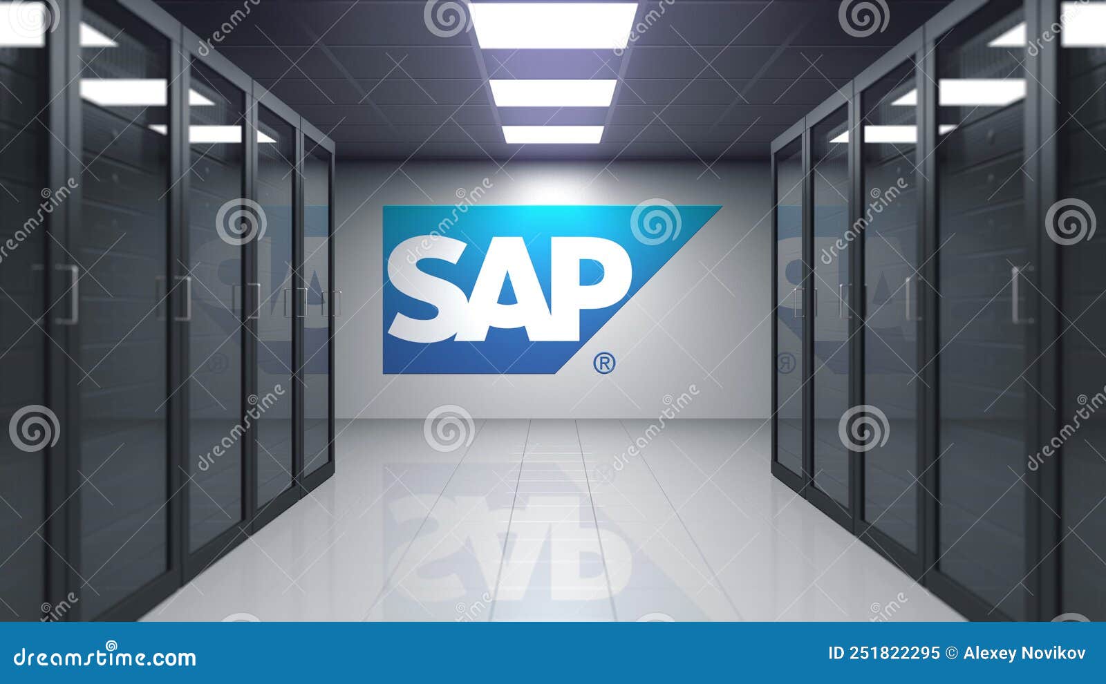 SAP SE Logo on the Wall of the Server Room. Editorial 3D Rendering ...
